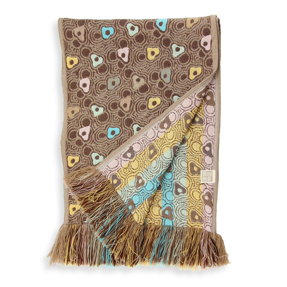 A multicolored children?s scarf made of mostly Merino wool, which won?t ...