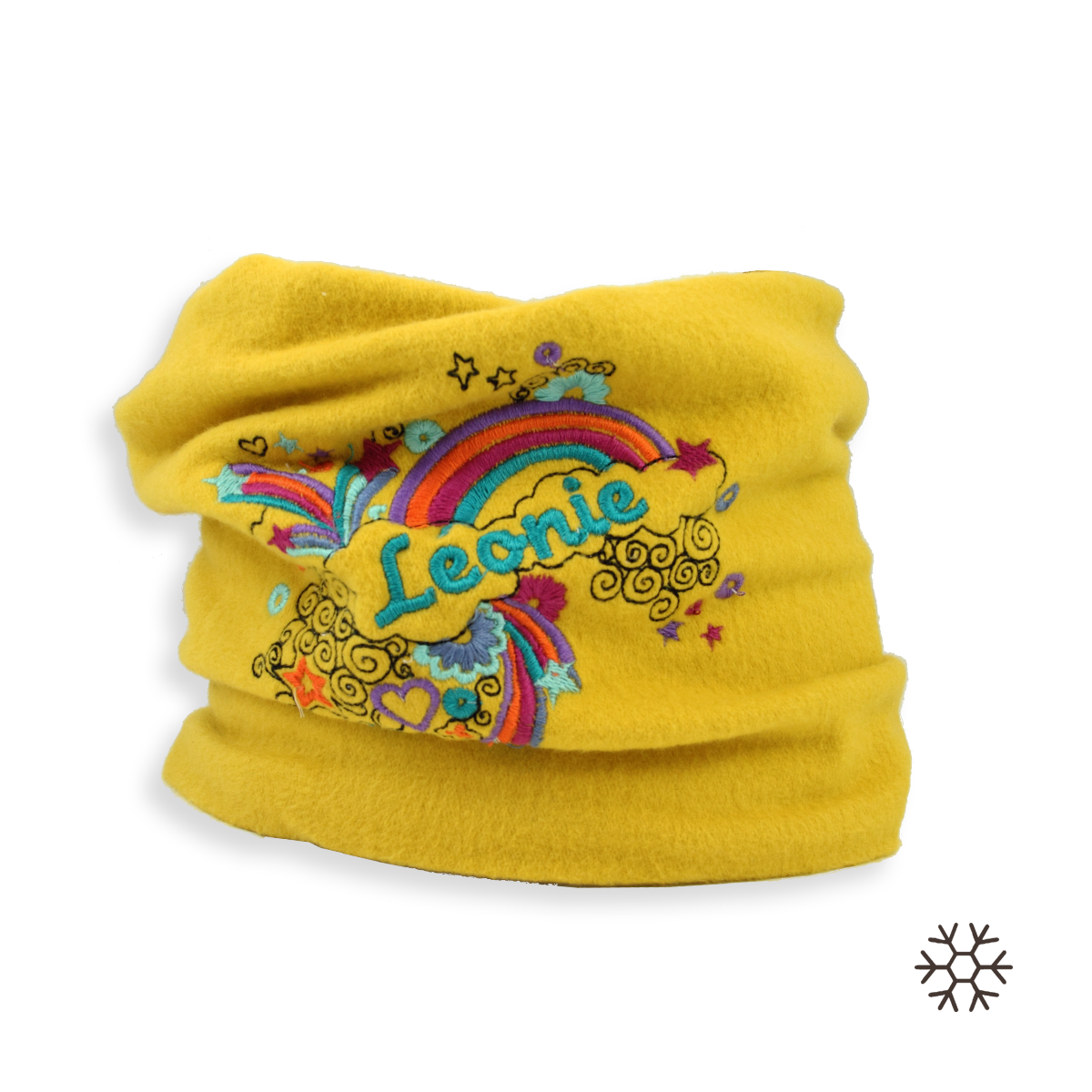 Embroidered child?s snood scarf made of natural materials ? 100% ...