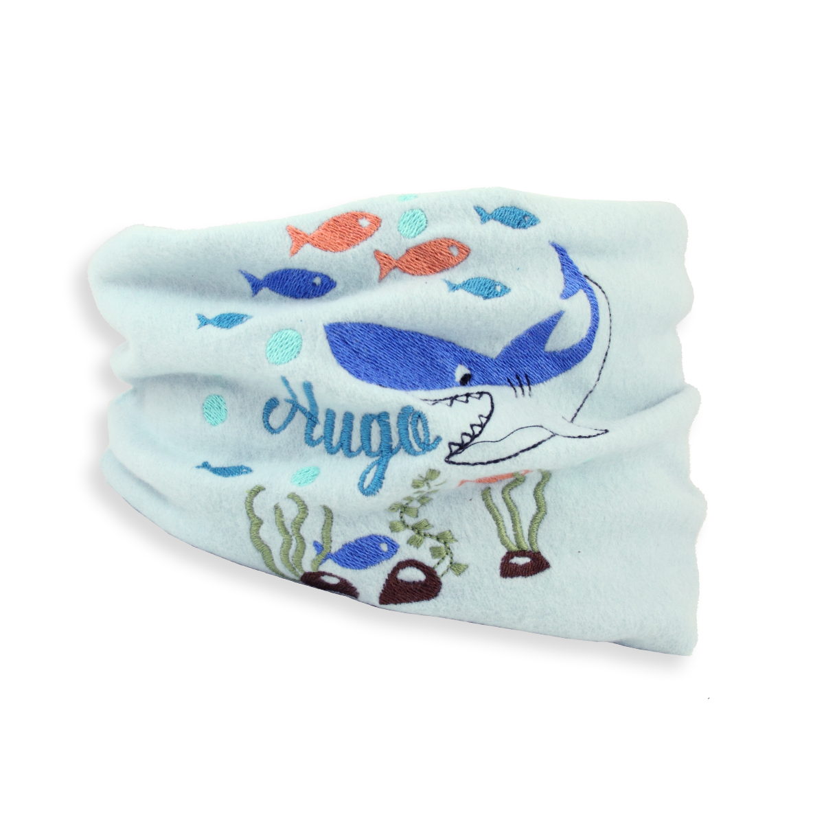 Embroidered child?s snood scarf made of natural materials ? 100% ...