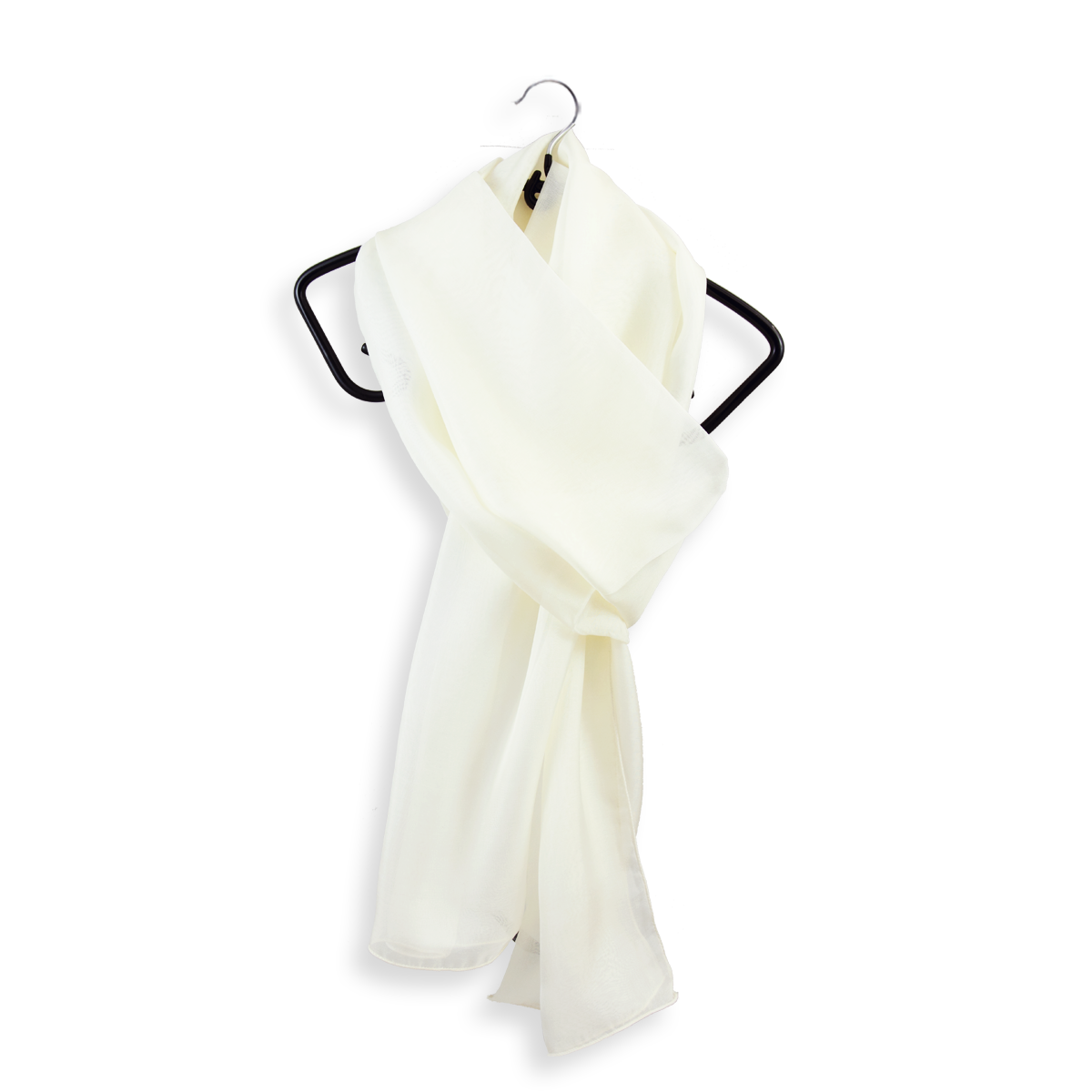 Women's chiffon airy scarf plain silk chiffon classic off-white color ...